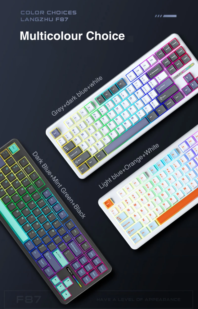 AULA F87 Mechanical Keyboard: 87 Key Hotswap RGB Gasket