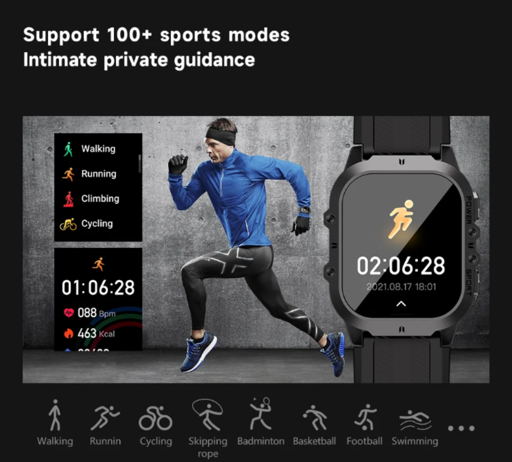 OUKITEL BT20 Rugged Smartwatch: 1.96 Inch AMOLED Display